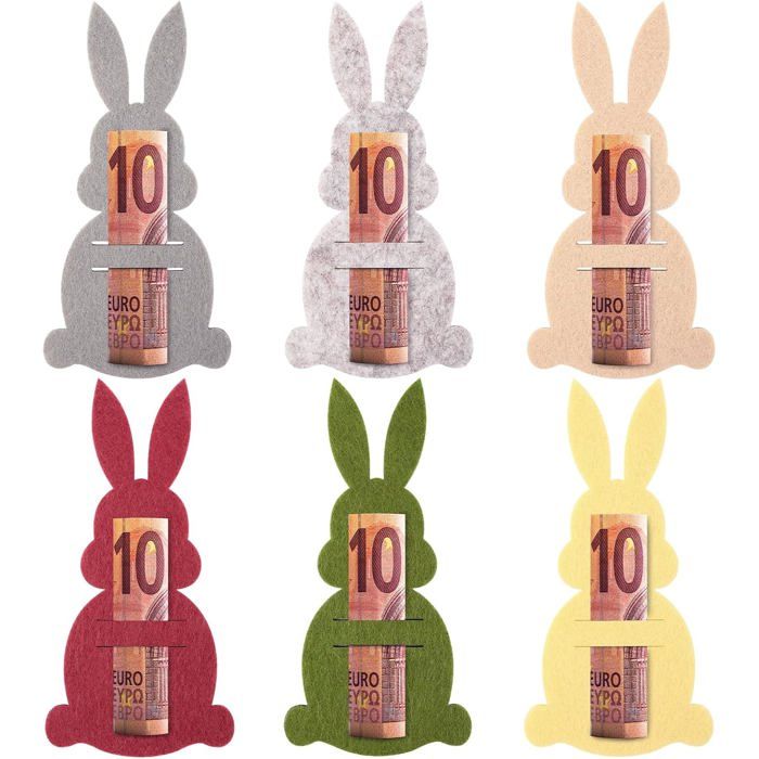 Coffret Cadeau Pâques - 6 Lapins en Feutre - Emballage Argenté ...