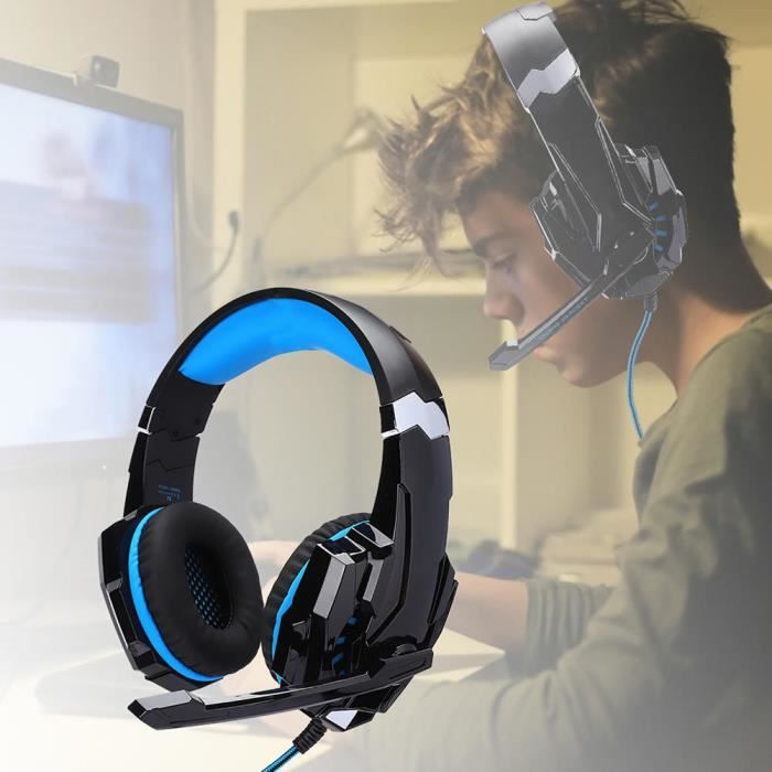 Casque de jeu filaire lumineux pour PS4 Alomejor - Noir Bleu ...