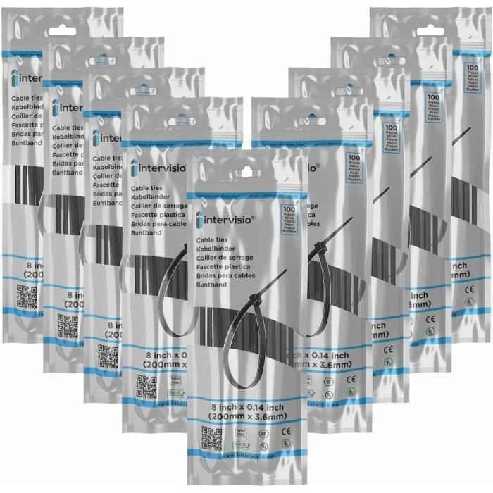 Collier de Serrage 200 mm x 3,6 mm, Attache Câble, Serre Câbles Rilsan ...