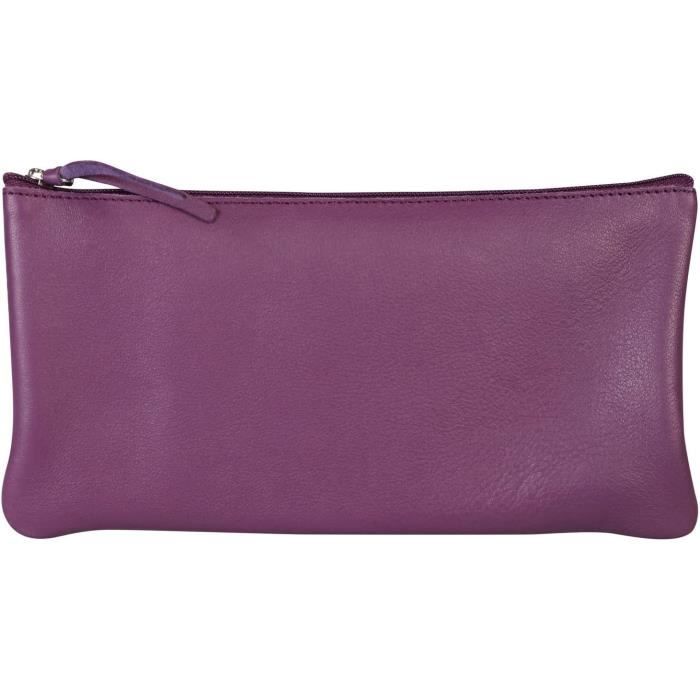 410169C - Trousse Scolaire Plate Violette 22X11 Cm En Véritable Cuir D ...