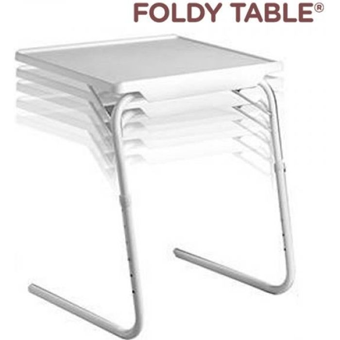 Table pliante - FOLDY - Spécial PC ou repas - Blanc - 52x39x70 cm - 25 ...