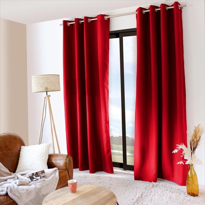 Rideau uni isolant et thermique Rouge 140x240 cm - Cdiscount Maison