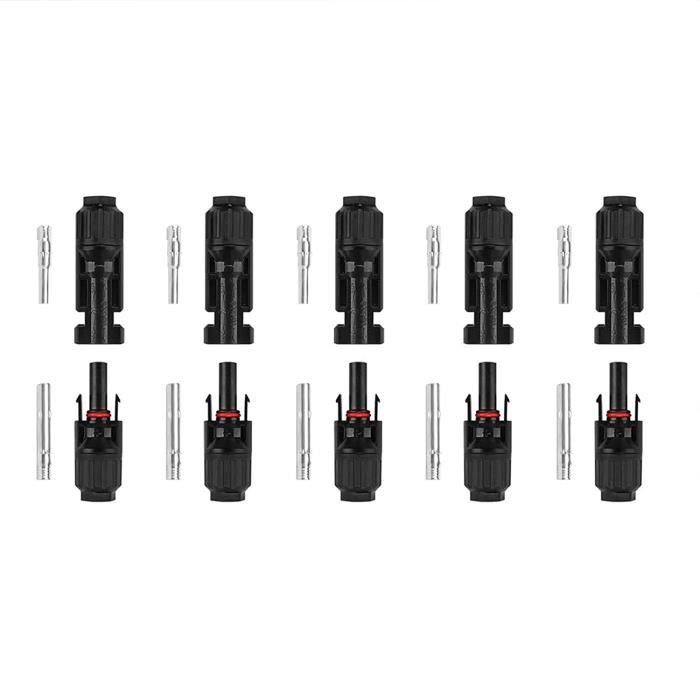 Lot de 5 connecteurs solaires MC4 IP68 étanches pour câble ...
