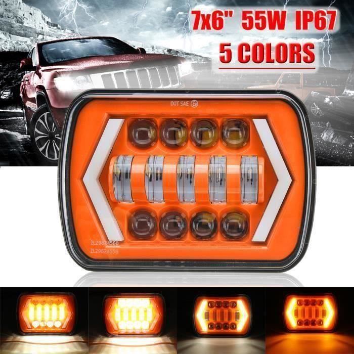 BO 1pc DOT 55W 7x6 5X7quot LED Projecteur Phare HiLo Faisceau Halo DRL ...