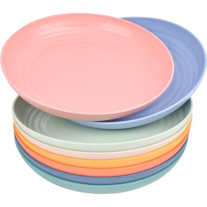 8 Assiette Plastique Reutilisable, Assiette Plate Incassables, Assiette ...