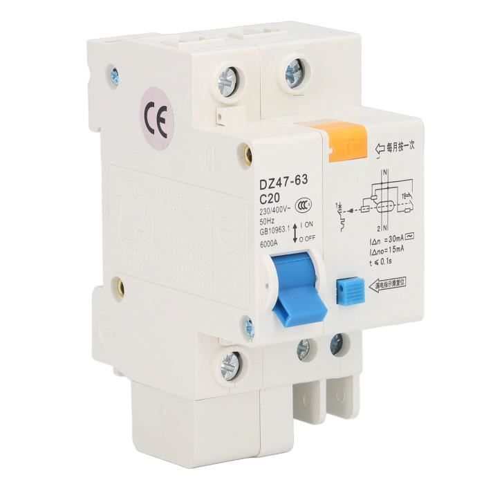 Cikonielf Disjoncteur de protection Disjoncteur Mini MCB 1P+N 20A 230V ...