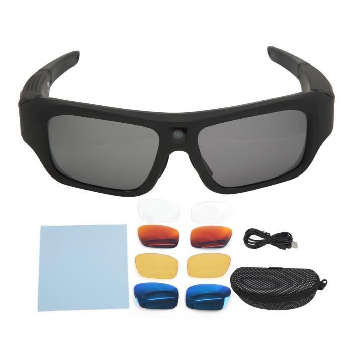 Fdit Lunettes de soleil caméra vidéo Lunettes de caméra 4K HD Lunettes ...
