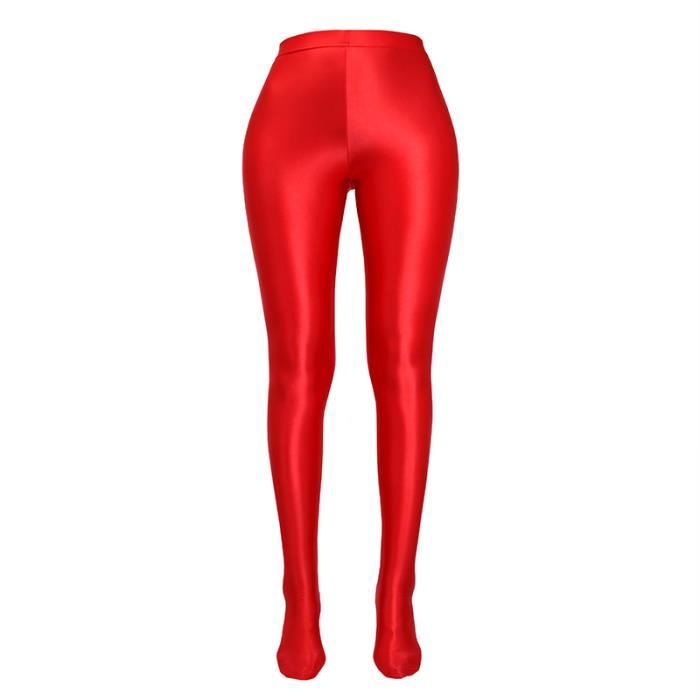 Rouge collants opaques en satin brillant, look mouillé, sexy, brillant ...