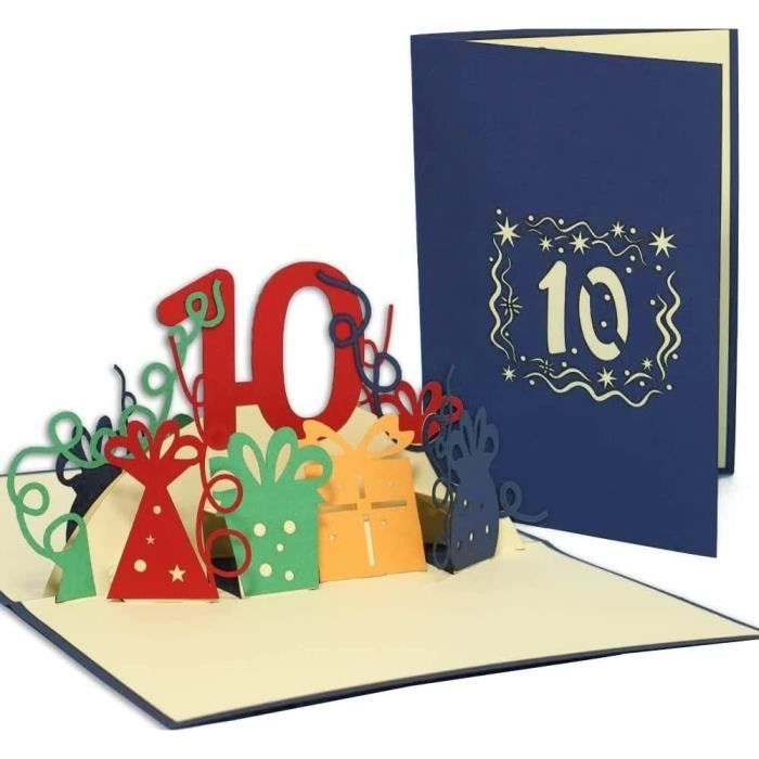 LINPOPUP®, LIN17753, POP - Up 3D cartes anniversaire 10 ans, cartes ...