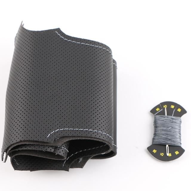 COUVRE-VOLANT,Gray thread--Couverture de volant de voiture, tresse en ...