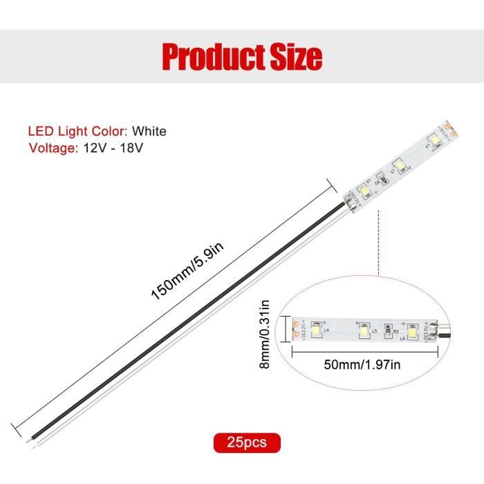 Ruban LED - 10 Pièces - Blanc - Modélisme LED - 12-18V - 2335 SMD LED ...