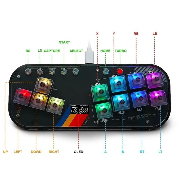 MINI FB TRNBK - Mini contrôleur HitBox SOCD Arcade Stick, Clavier RVB ...