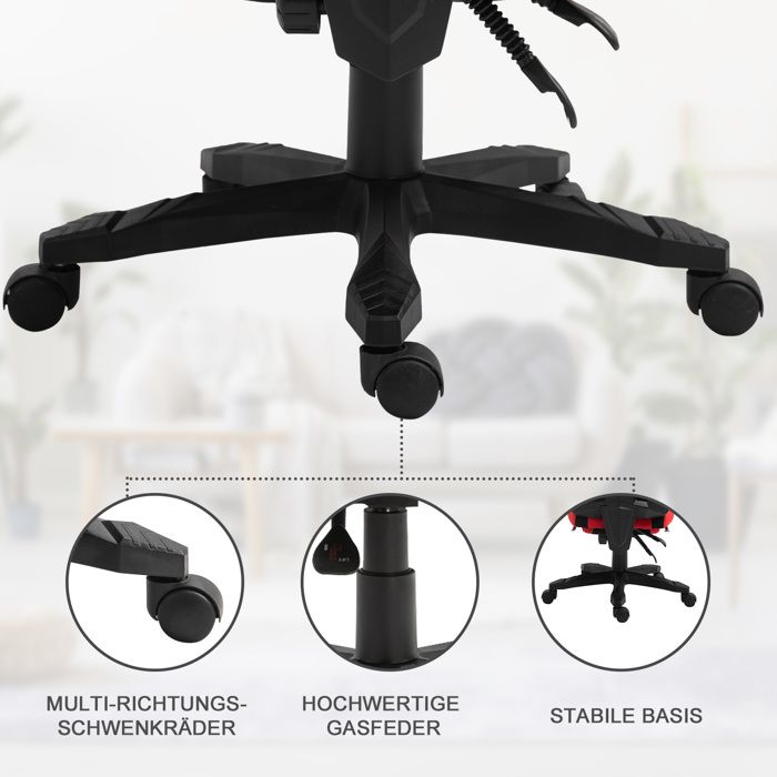 Chaise de bureau gaming 58x63x112-122 cm EVRYAE - dossier inclinable et ...