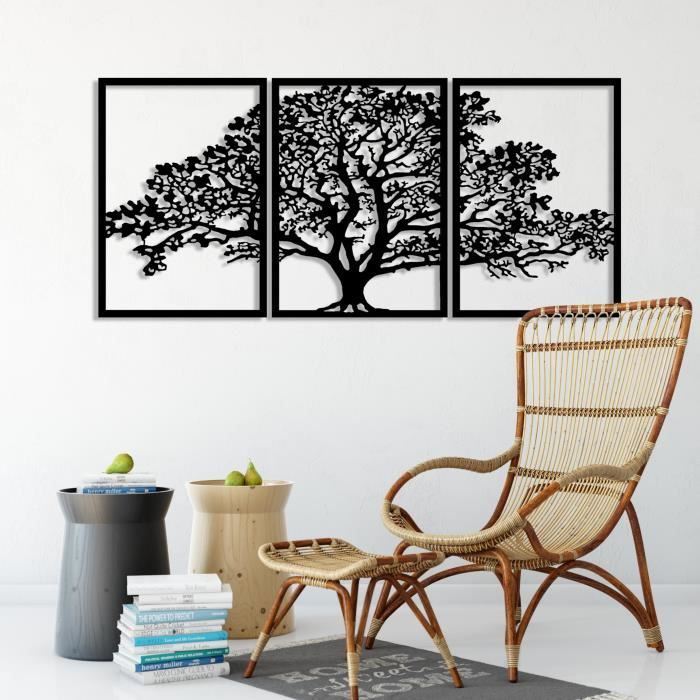Décoration Murale en Métal Arbre de Vie 130 x 60 cm, Art Mural Arbre ...