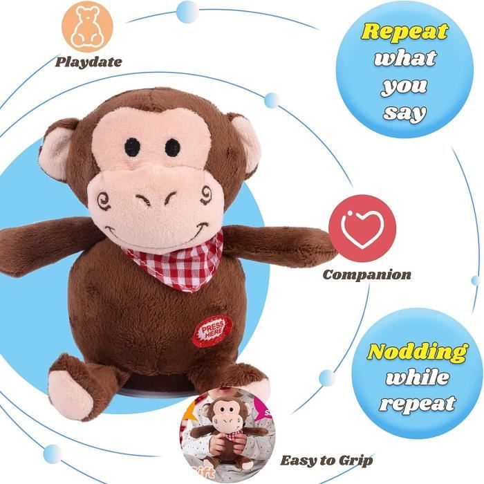Talking Monkey Répète Ce Que Vous Dites En Hochant La Tête Jouet Animé ...