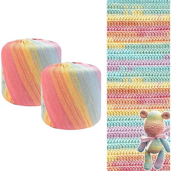 Fil À Crochet 80 G (40 G X 2), Dégradé De Couleurs, 100 % Coton, Fil À ...