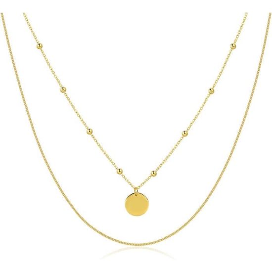 Collier Multi-Rangs Avec Pendentif Pièce En Argent Sterling 925 Double ...