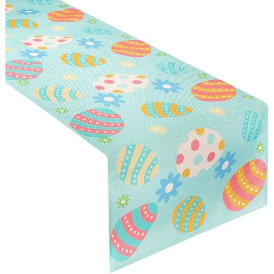 33X183Cm Chemin De Table Pâques, Lin Oeufs Colorés Chemin De Table ...
