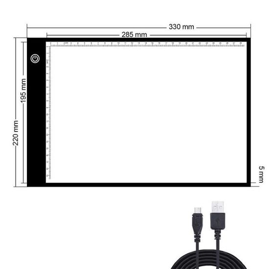 Tablette Lumineuse,Boîte à lumière A4 LED avec échelle,Table lumineuse ...