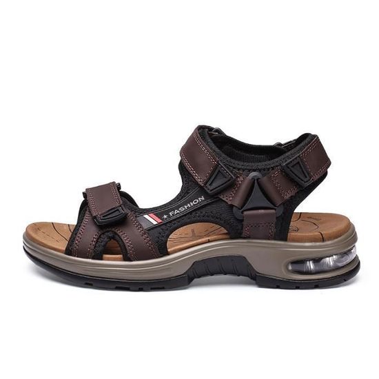 Sandale Homme Plage Cuir Sandales légères été air sport Marron ...