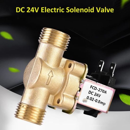 Vanne d'eau G1-2" électrovanne électrique en laiton normalement fermée DC 24V pour le contrle ...
