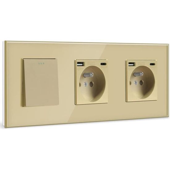 Interrupteur Avec Double Prise Murale Usb Et 1 Type C Or,1 Gang 1 Voie ...