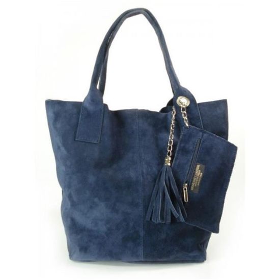 VERA PELLE Sac Zamsz XL A4 Shopper Bag Bleu marine - Femme/Adulte ...