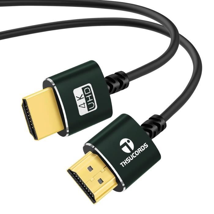 Câble hdmi fin 1m, ultra doux câble hdmi vers hdmi extrêmement flexible ...