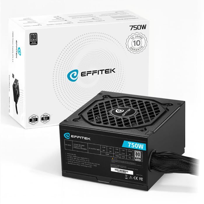 Bloc d'alimentation ATX 3.1 - EFFITEK - 750W - 80 Plus Silver - PCIe 5. ...