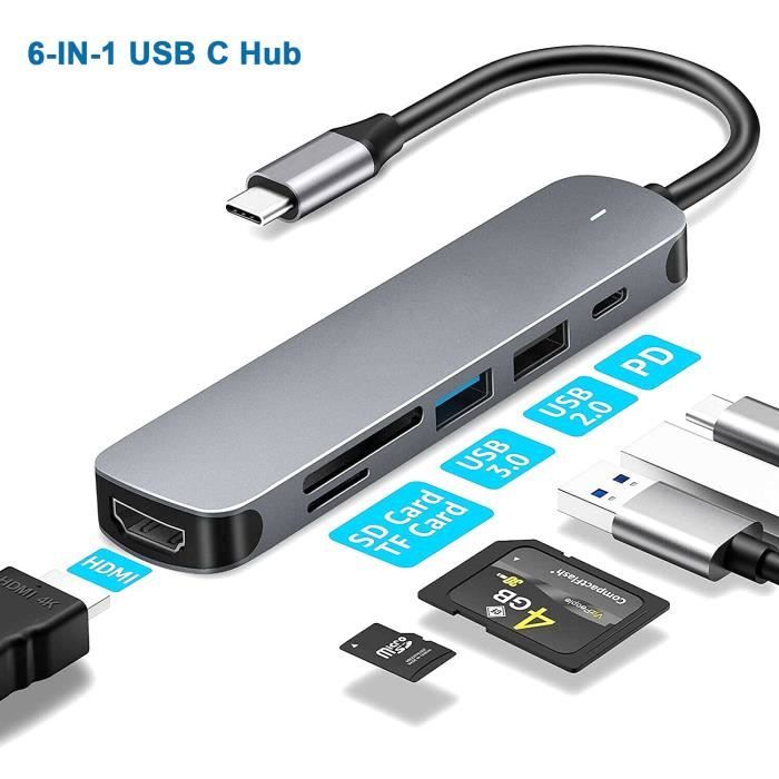 Modèle HDMI 6 en 1 - Adaptateur Hub USB C pour IPad MacBook Air Pro ...