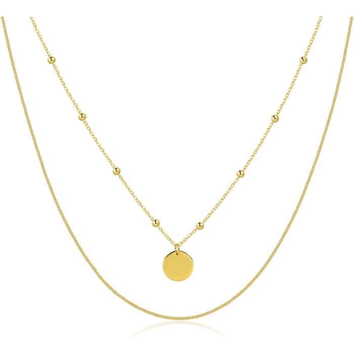 Collier Multi-Rangs Avec Pendentif Pièce En Argent Sterling 925 Double ...