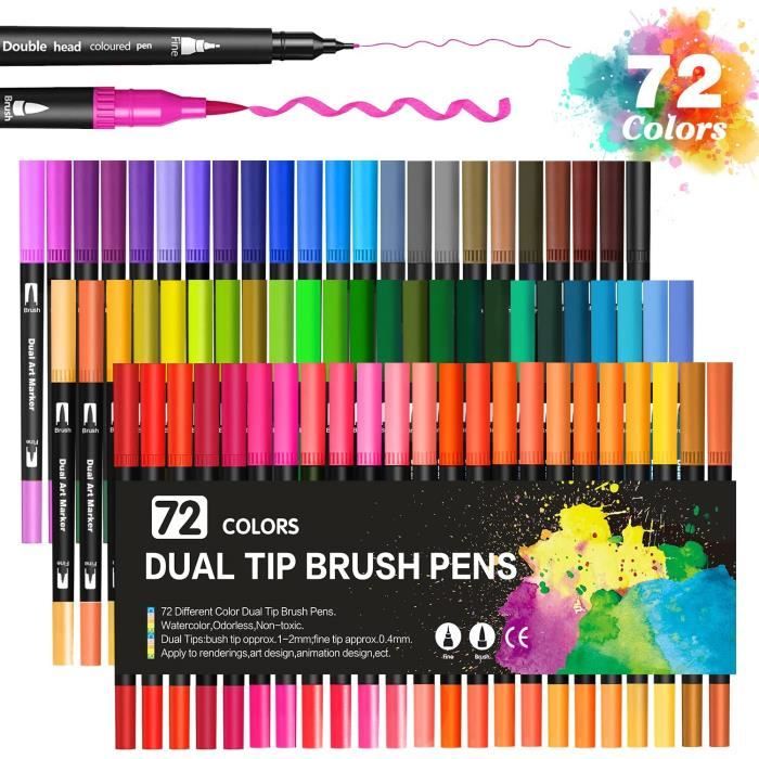 72 Couleurs Feutres Coloriage Double Pointe Adulte Professionnel ...