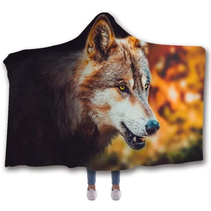 Modèle de Loup Animal prédateur 3D Couverture à Capuche,Couverture de ...