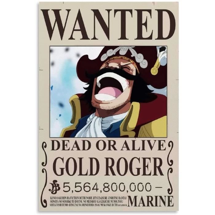 Poster de l'anim233 One Piece Wanted Gold Roger Poster d233coratif sur ...