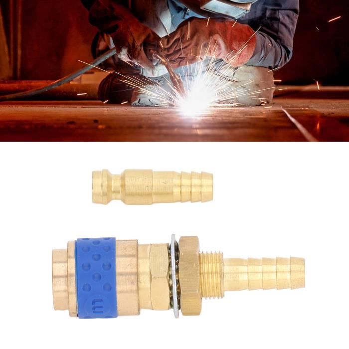 Cikonielf Kit de raccord rapide Adaptateur de tuyau de torche 8 mm connecteur en laiton (Bleu ...