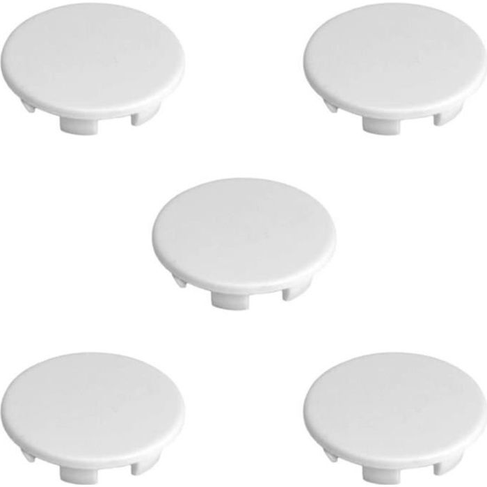 5x CACHE TROU PLASTIQUE 20MM BLANC BOUCHON PROTECTION TROU MEUBLE MUR ...