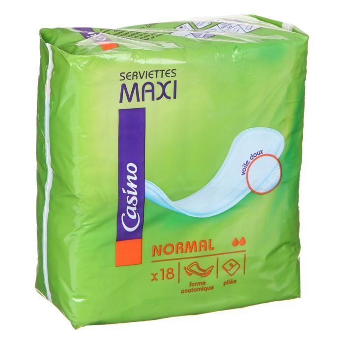 CASINO Serviettes Maxi Normales par 18 (x1) - Cdiscount Au quotidien