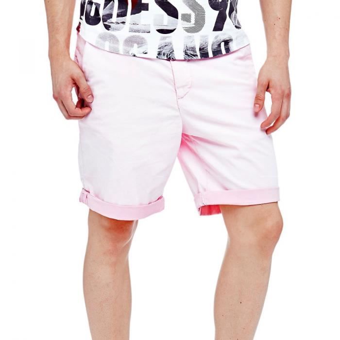 Short Homme - Guess - Trent - Coton élastiqué - Rose - Coupe Regular ...