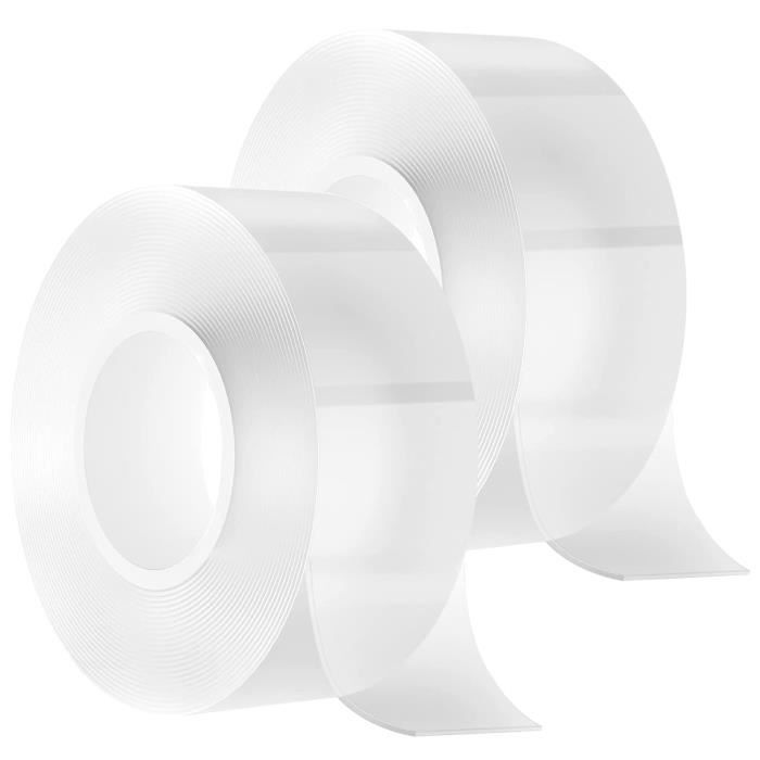 2 Pièces 5M Ruban Adhésif Double Face Extra Fort,Nano Ruban Double Face ...