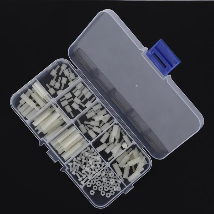 VBESTLIFE Vis en nylon 140 pièces / boîte M2 Nylon tête ronde vis cruciforme écrou hexagonal kit ...