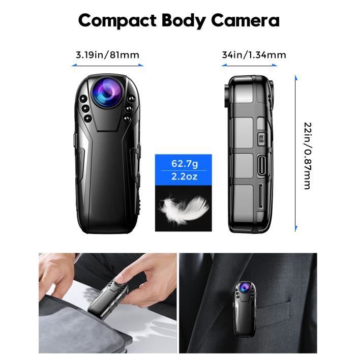 Caméra miniature,Mini caméra de Police Portable L02, Full HD 1080P ...