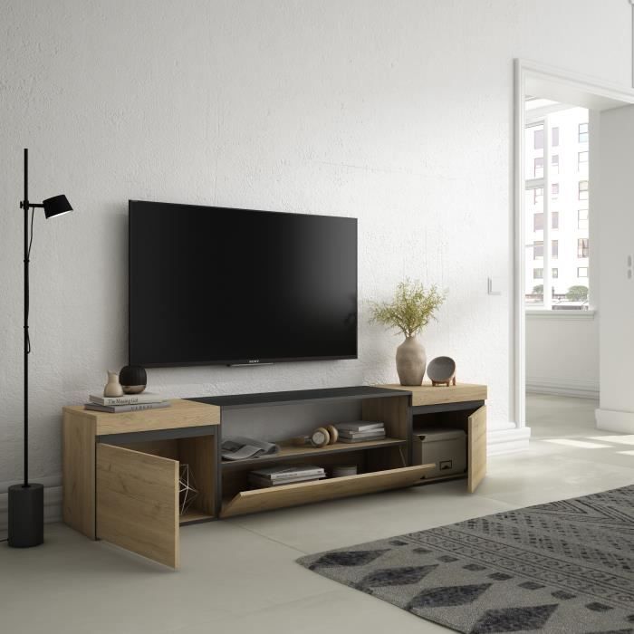 Meuble TV, Banc Télé, Grand espace de Rangement, 200x35x45cm, Pour les ...