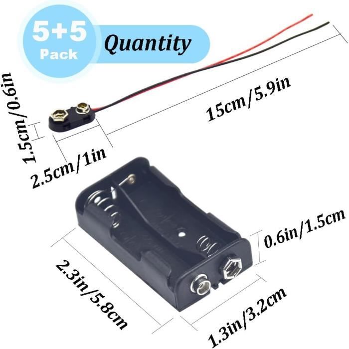 Yosawa 5-pack 1,5V (3V) AA boîte de stockage de piles noir 2 ...
