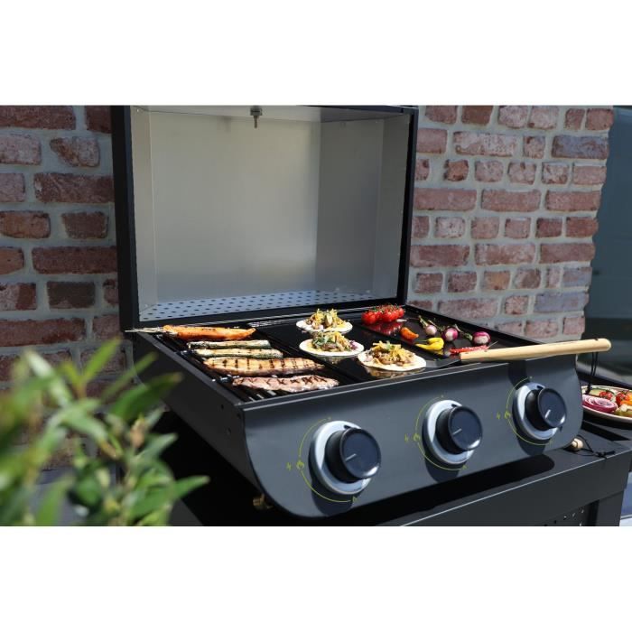 COOK'IN GARDEN Barbecue à gaz FLAVO 60 - 3 feux - 8,4 kW - L 64×l 55×H ...