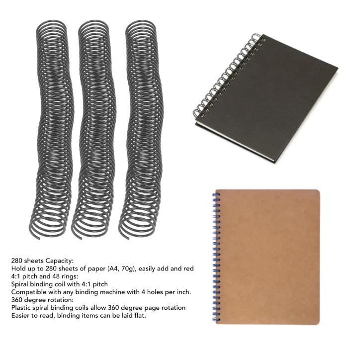 Cikonielf Bobines de reliure en spirale en plastique Bobines de reliure ...