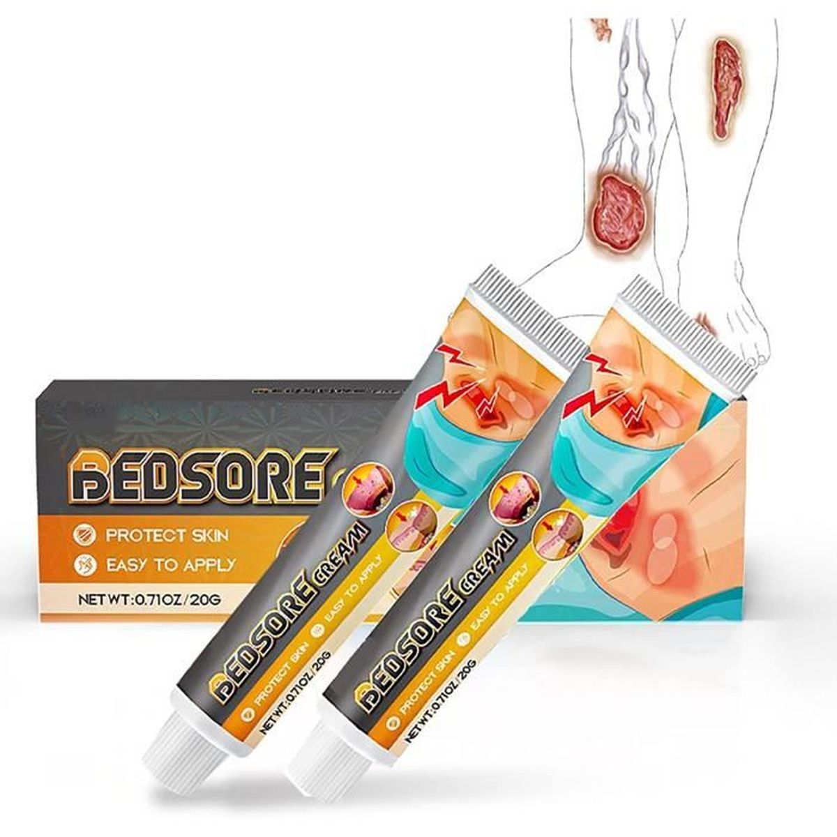 Lot de 2 crèmes de traitement contre les escarres, pommade contre les ...