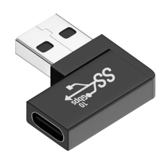 Side bend-Adaptateur USB 3.0 mâle vers type C femelle, rallonge à angle ...