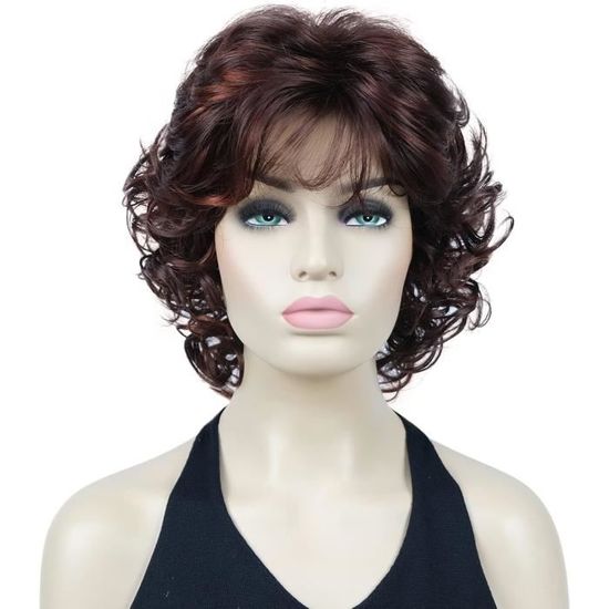 33H350 Perruque Synthétique Courte Bouclée Douce À Poils Longs ...