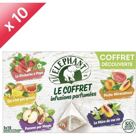 ELEPHANT Tisanes Parfumées Coffret de 5 x 10 sachets - 94 g - Cdiscount ...