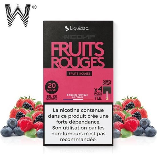 Pack 4 Pods W Fruits Rouges WPOD Liquideo - 20mg - Cdiscount Au quotidien